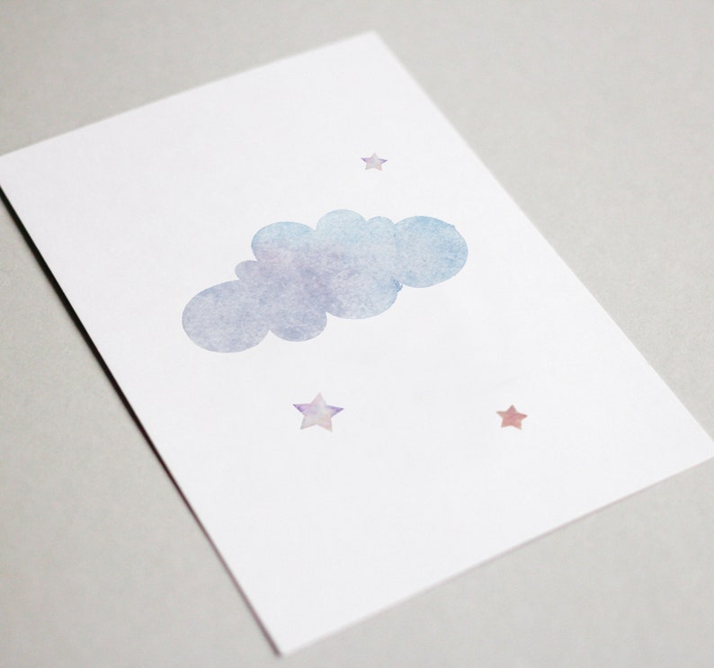 Cloud Star Moon Watercolor Clip Art Set Hand Painted Clouds - Etsy Canada