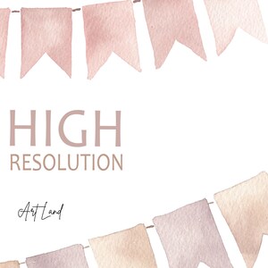 Watercolor Boho Bunting Clipart, Hand Draw Butting, Birthday Bunting ...