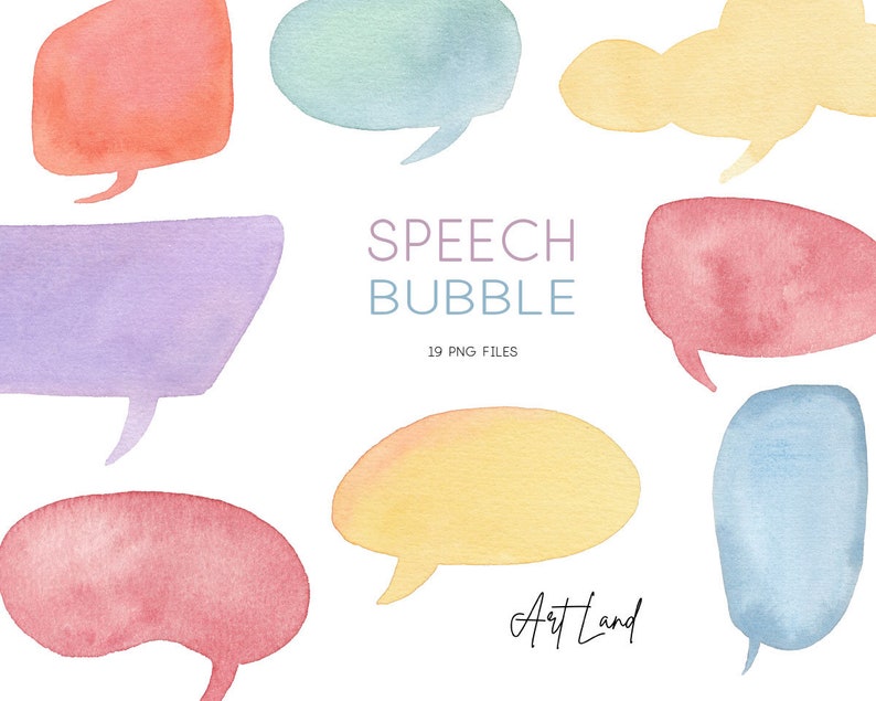 Watercolor Speech Bubble Clipart Hand Painted Clipart - Etsy