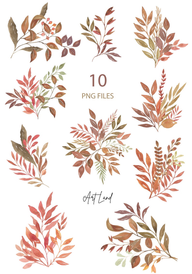 Watercolor Clipart Autumn Leaves Autumn Clipart Bundle - Etsy