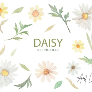 Watercolor Daisy Flower Clipart, Watercolor Clip Art, Watercolour Clip ...