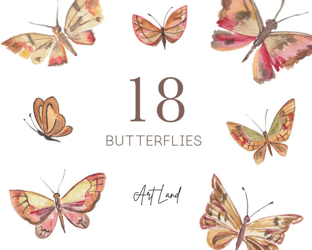 Watercolor Butterflies Clip Art Set, Hand Painted Butterfly Watercolour ...