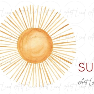 Watercolor Sun Clipart – 1 Hand-painted Yellow Orange Sun PNG for ...