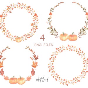 Watercolor Clipart Autumn Wreaths Fall Wreaths Clipart - Etsy