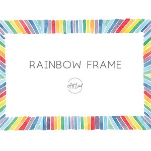 Watercolor Rainbow Frame, Watercolor Rainbow Border, Rainbow Frame Clip ...