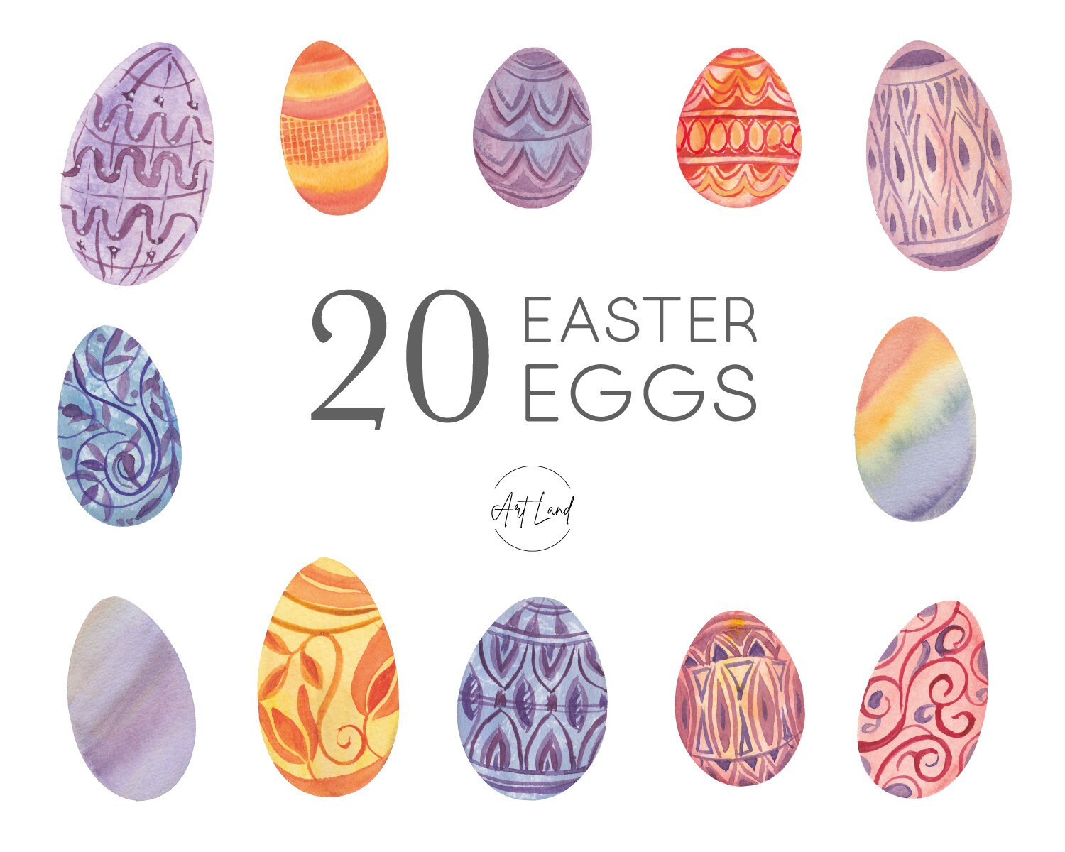 Easter Egg Clip Art Hand Painted Easter Eggs Watercolour - Etsy