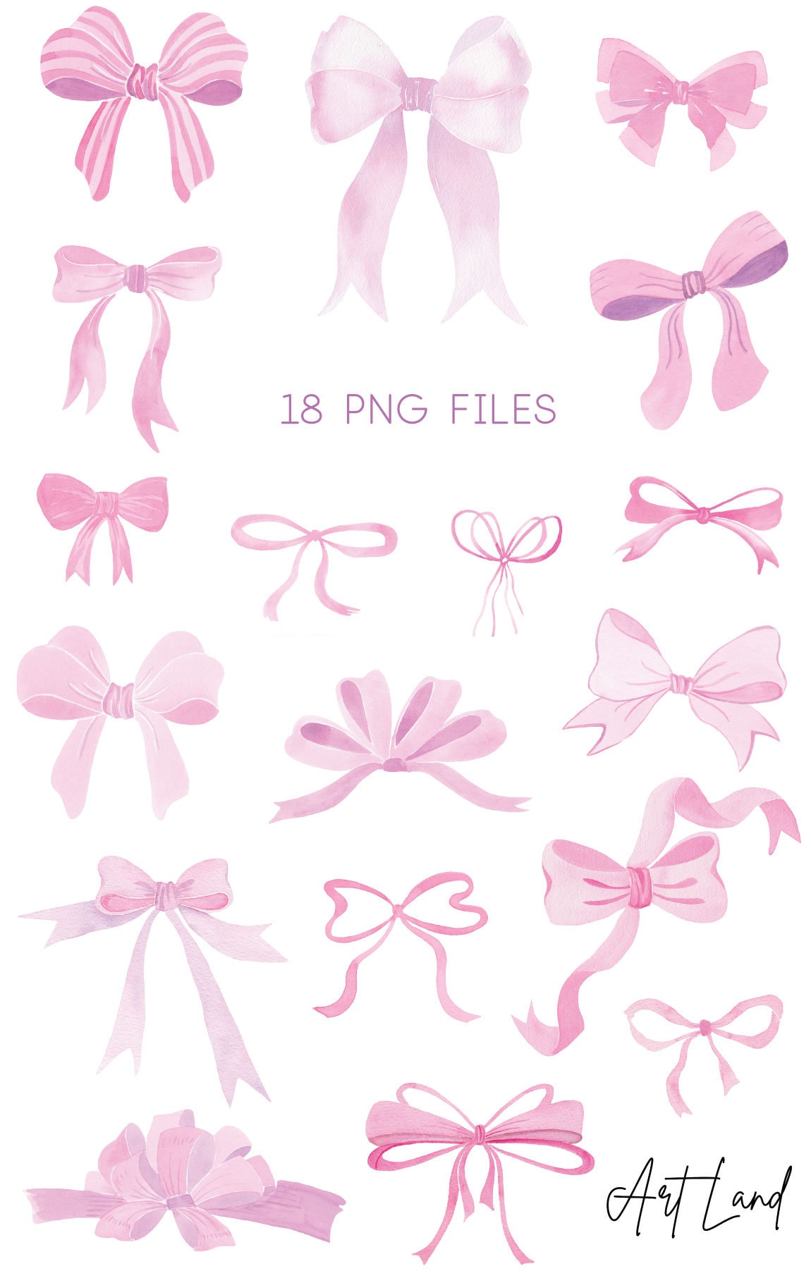 Aquarell Rosa Schleifen Clipart Aquarell Clip Art Dateien - Etsy