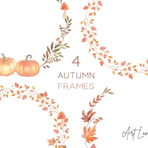 Watercolor Clipart Autumn Wreaths Fall Wreaths Clipart - Etsy