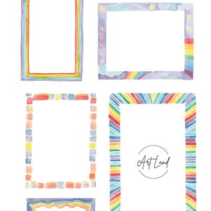 Watercolor Rainbow Frames, Watercolor Rainbow Frames, Rainbow Frame ...