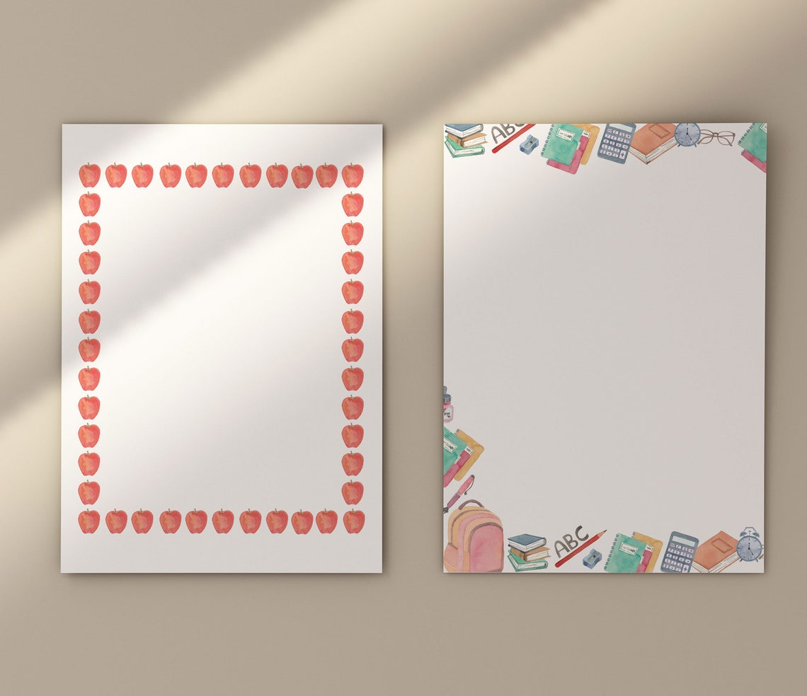 Watercolor School Borders Clipart Back to School Clipart | Etsy