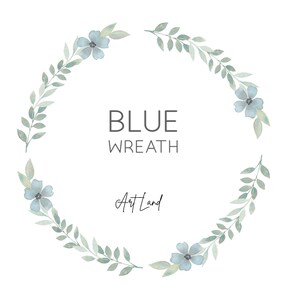 Watercolor Blue Floral Frame Clipart Set – 11 Hand-painted Heart ...