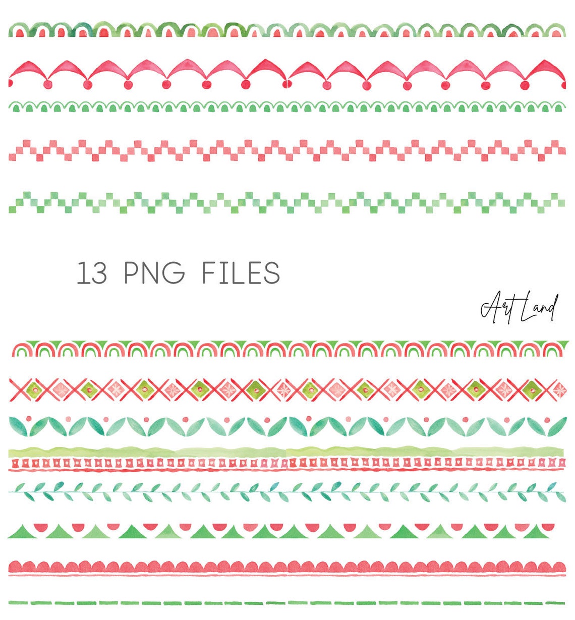 Watercolor Christmas Borders Clipart Handmade Borders - Etsy