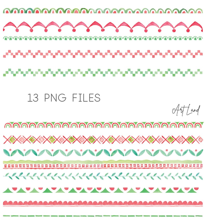 Watercolor Christmas Borders Clipart Handmade Borders - Etsy