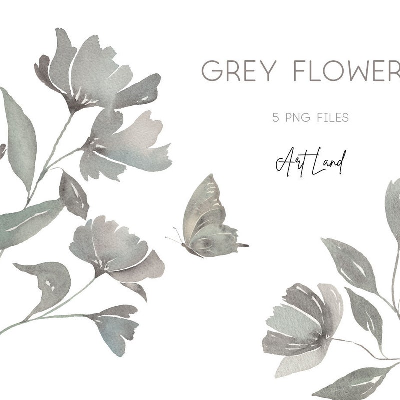 Gray Flowers - Etsy