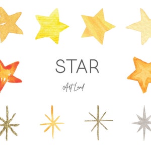 Stars Watercolor Clip Art Set, Hand Painted Stars Watercolour Clipart ...