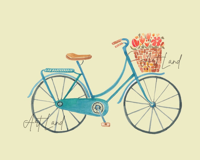 Watercolor Bicycle Clip Art Bike Clipart Watercolor Spring - Etsy