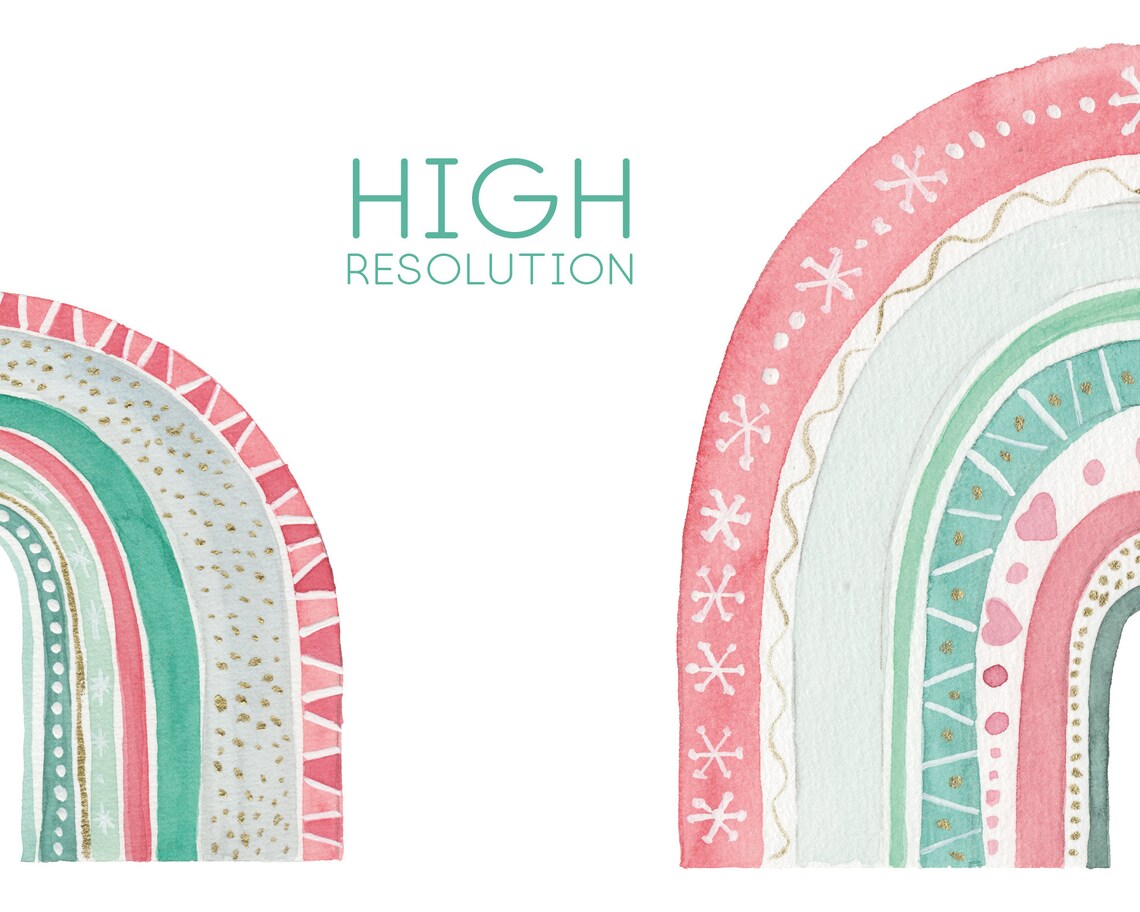 Christmas Rainbow Clip Art Hand Painted Festive Rainbow - Etsy