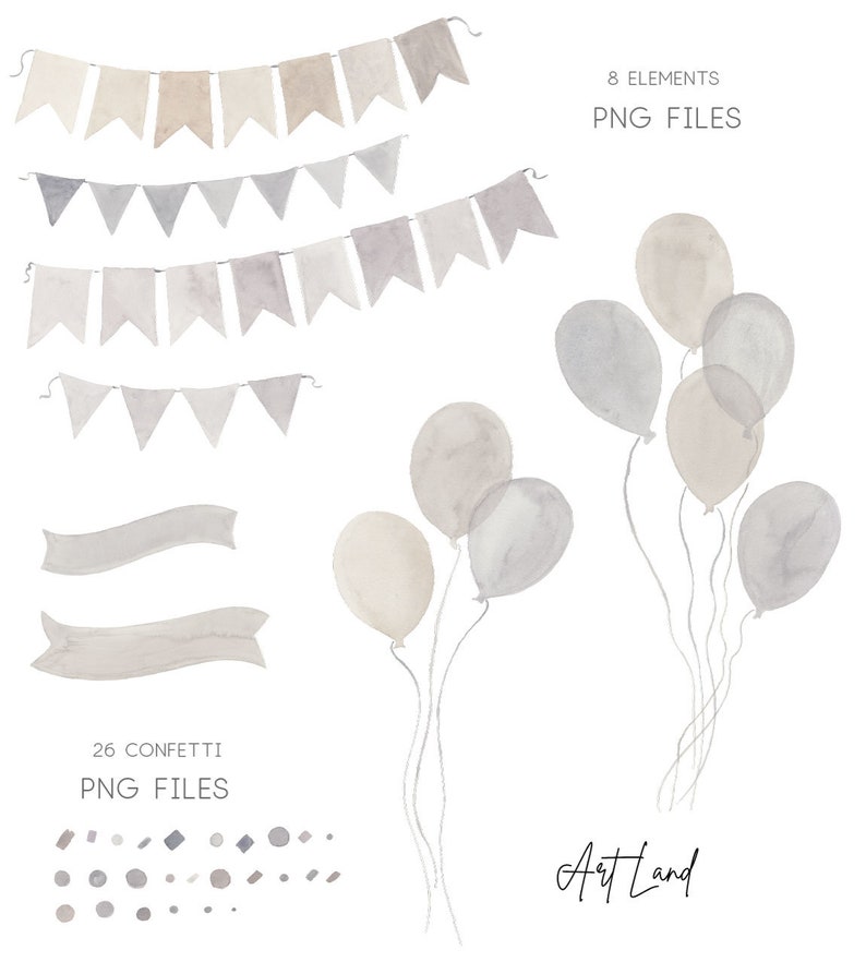 Watercolor Neutral Party Clipart Hand Painted Watercolour - Etsy