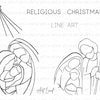 Hand Drawn Line Art, Line Art Religious Christmas 2, Line Art Nativity ...