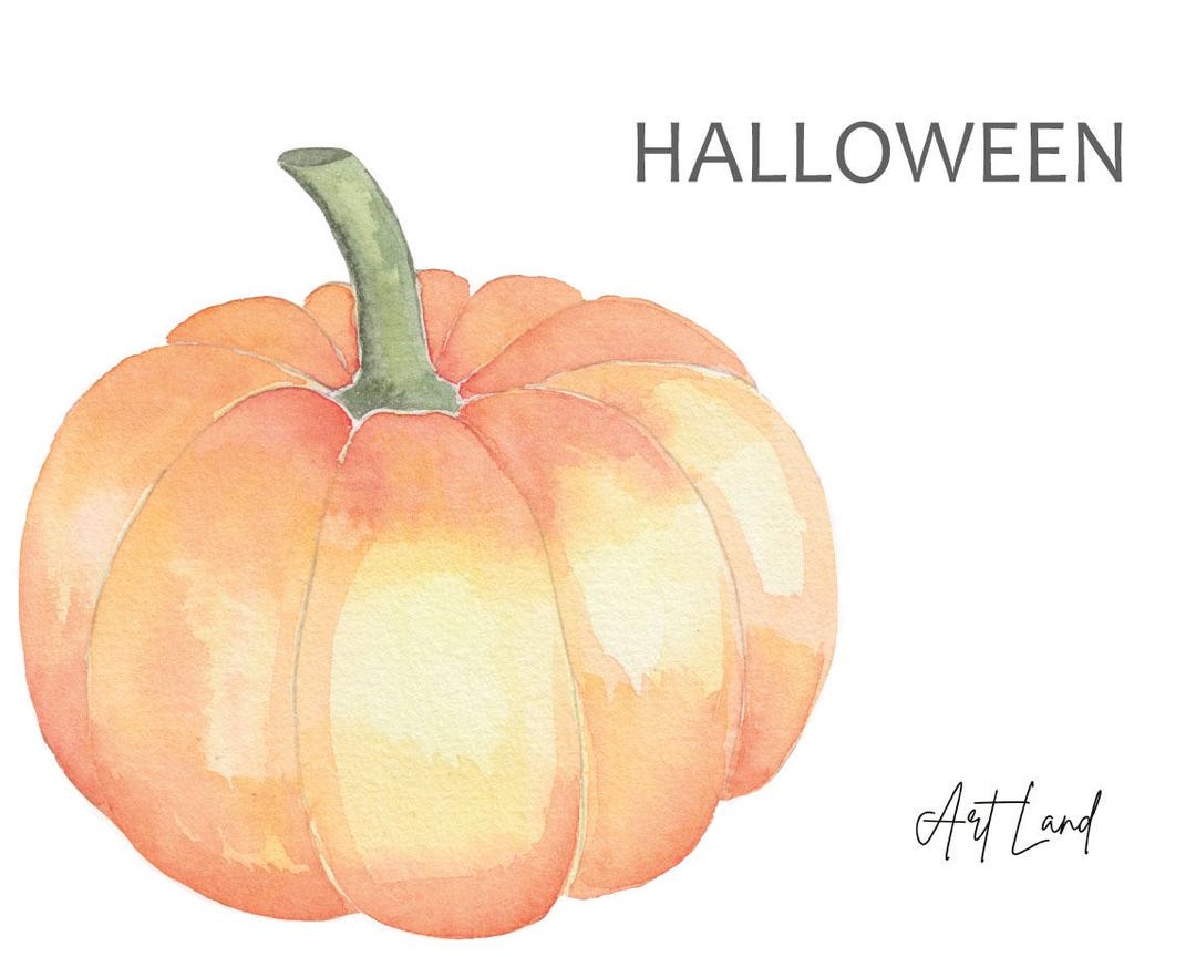 Watercolor Pumpkin Clipart, Watercolor Halloween, Pumpkin Clip Art ...
