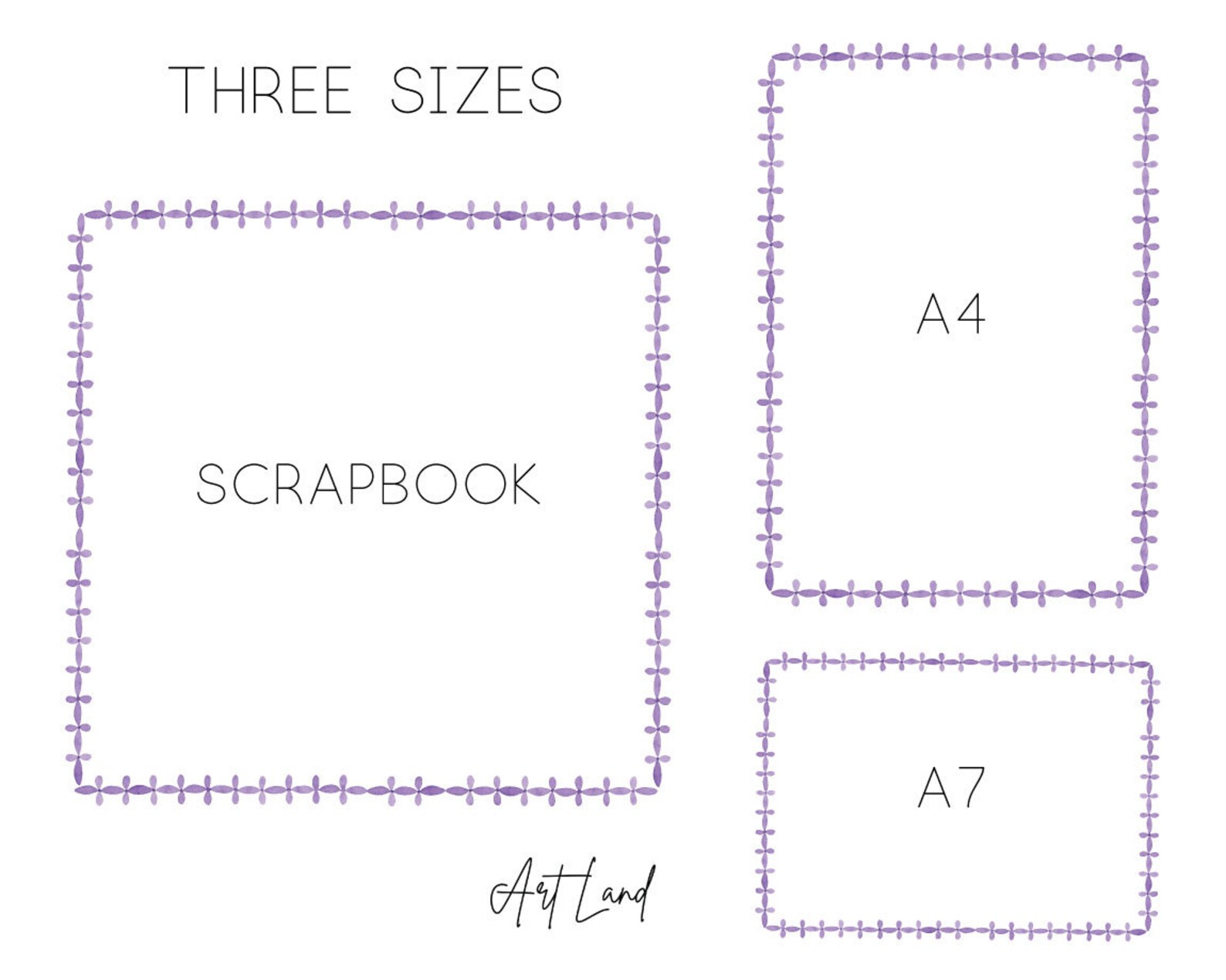 Watercolor Purple Frame Clipart Set – 3 Hand-painted Borders (PNG ...