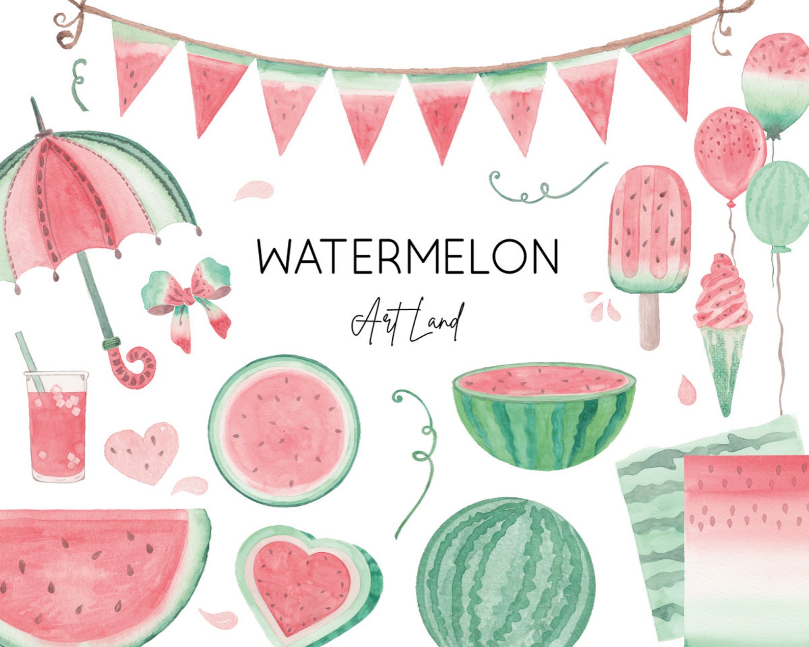 Watercolor Watermelon Clip Art Hand Painted Watermelon - Etsy
