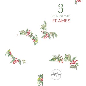 Watercolor Christmas Frame Clipart Set – 3 Hand-painted Holiday Pngs ...