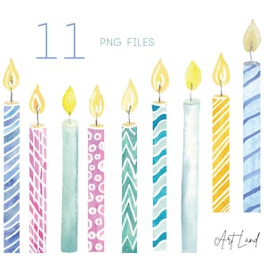 Watercolor Birthday Candles Clipart, Candle Watercolor Clip Art ...