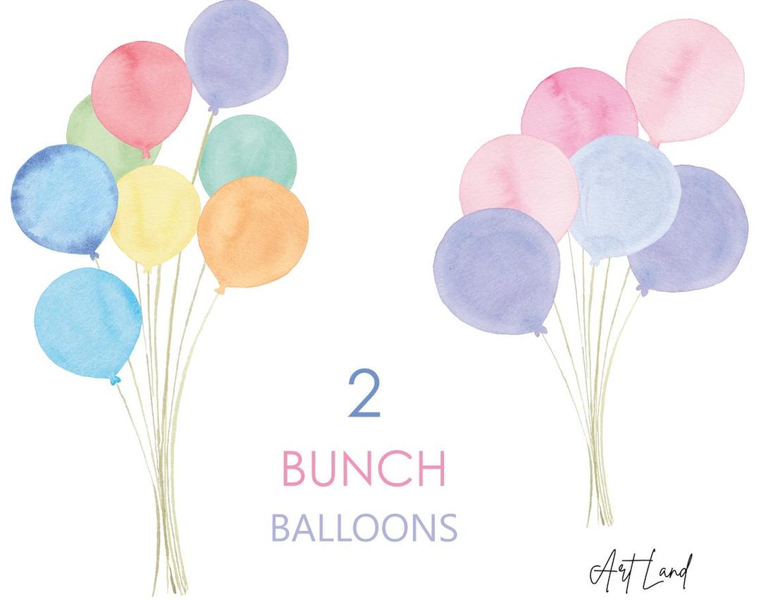 Watercolor Colorful Balloons Clipart, Hand Painted Watercolour Balloons ...