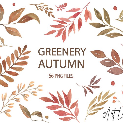 Watercolor Clipart Autumn Leaves Arrangement Falling Fall - Etsy