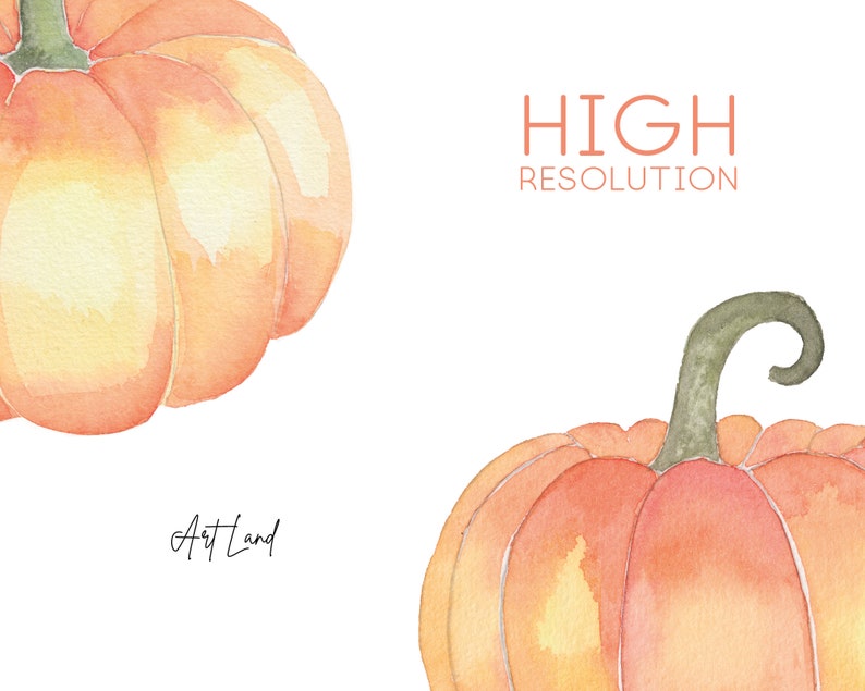 Watercolor Pumpkins Clipart Watercolor Halloween Pumpkin | Etsy