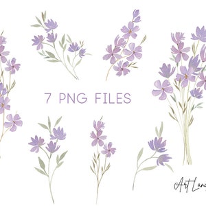 Watercolor Floral Clipart Arrangement Purple Flowers, Watercolour Clip ...