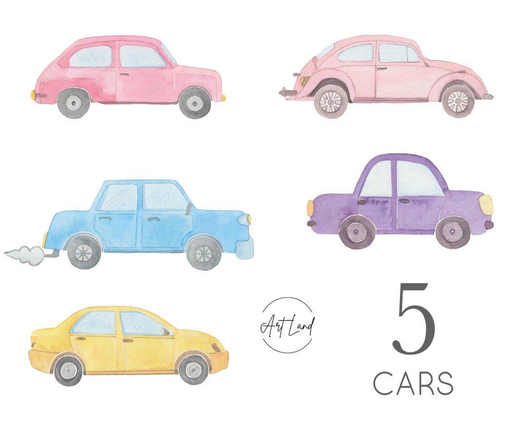 Watercolor Car Clip Art, Hand Painted Cars Watercolour Clipart, Travel ...