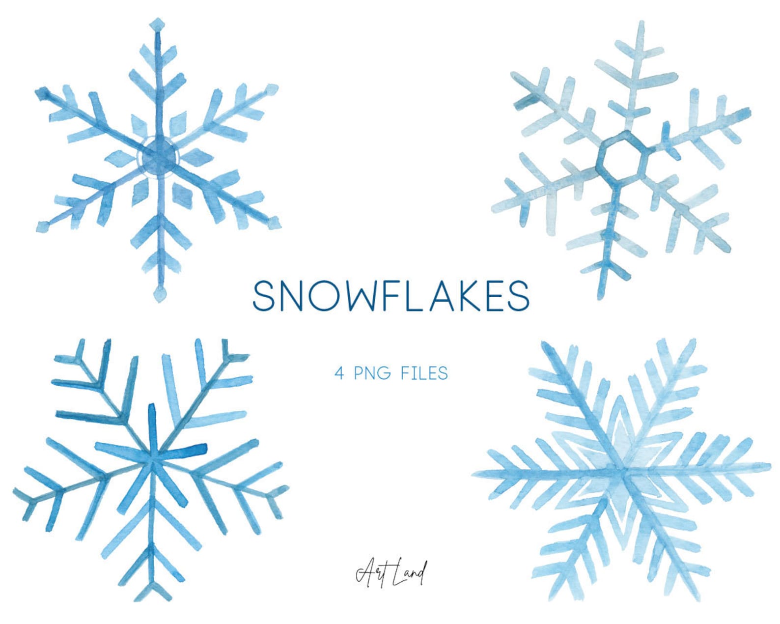 Snowflake Watercolor Clipart Snowflake Christmas Clipart - Etsy