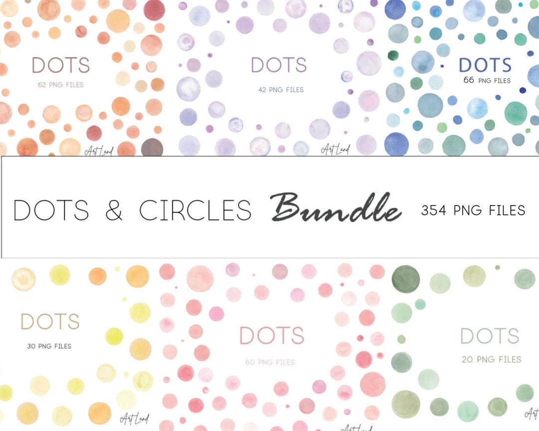 Watercolor Dots Clipart: 354 Hand-painted Circles (PNG, Digital ...