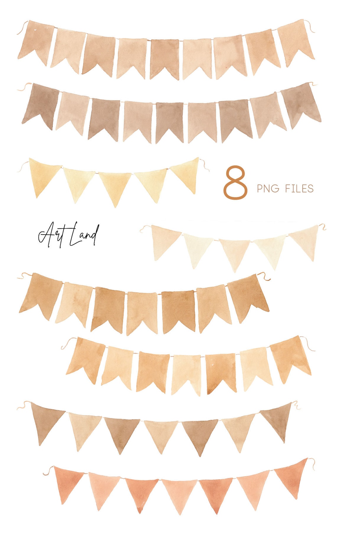 Watercolor Boho Bunting Clipart Watercolor Banners Birthday - Etsy