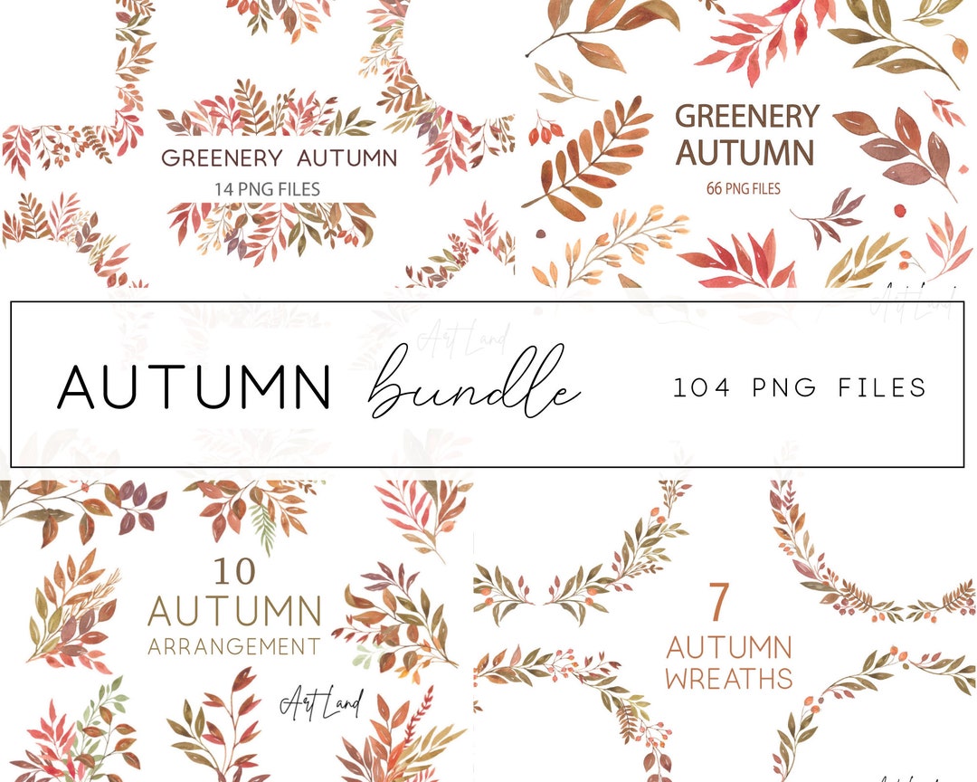 Watercolor Clipart Autumn Leaves, Autumn Clipart Bundle, Falling Fall ...