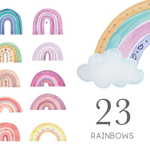 Watercolor Rainbow Clip Art Hand Painted Rainbow Watercolour - Etsy