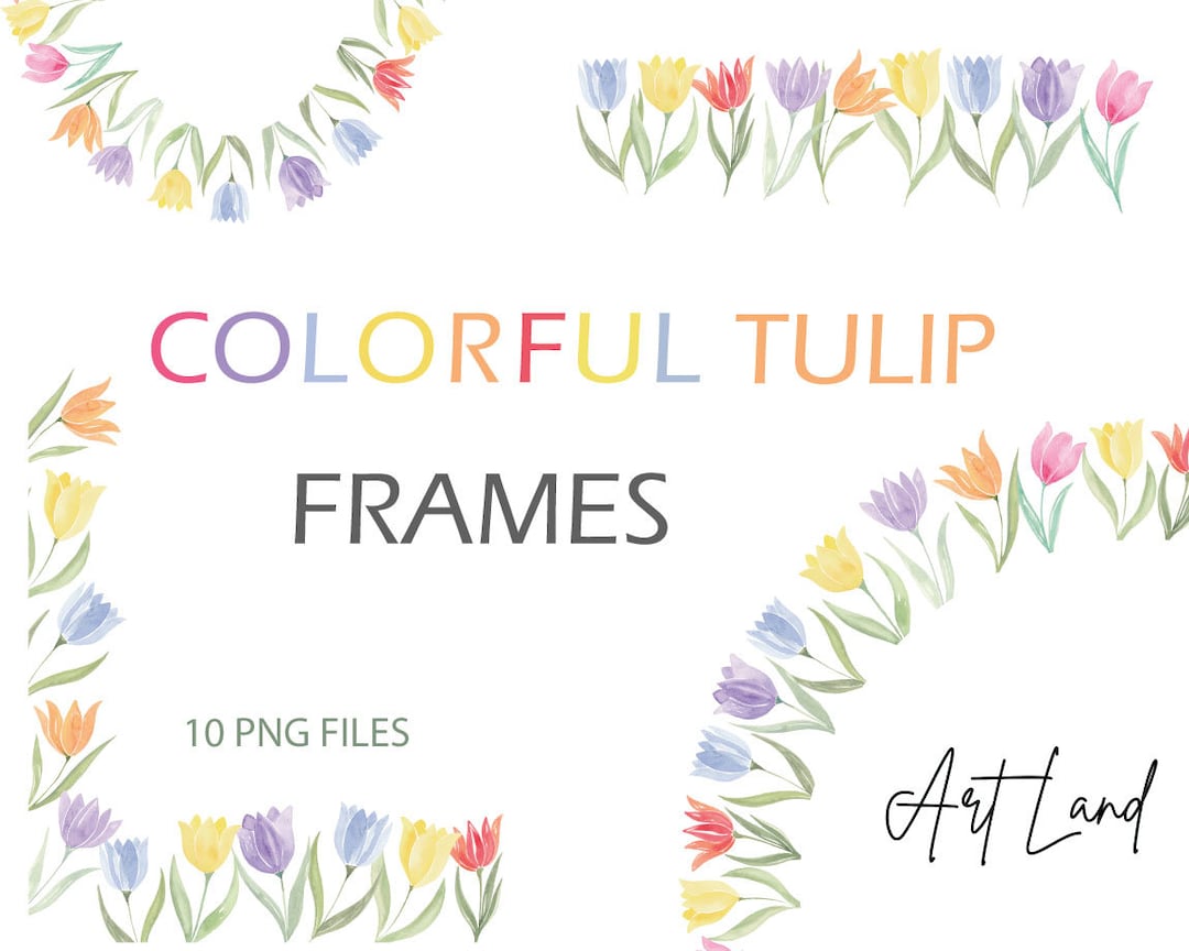 Aquarell bunte Tulpen Clipart Rahmen, Tulpen Rahmen, Aquarell Clip Art ...