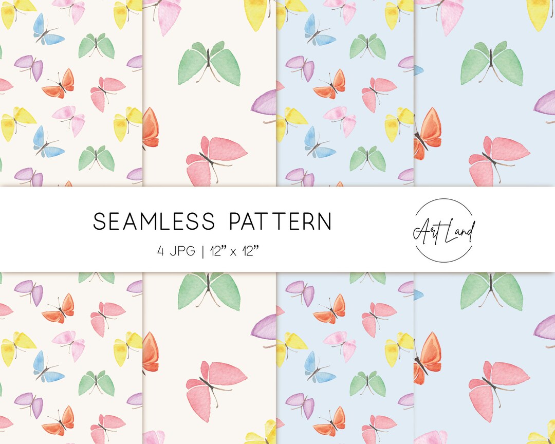 Butterfly Digital Paper, Butterfly Seamless Patterns, Digital Scrapbook ...