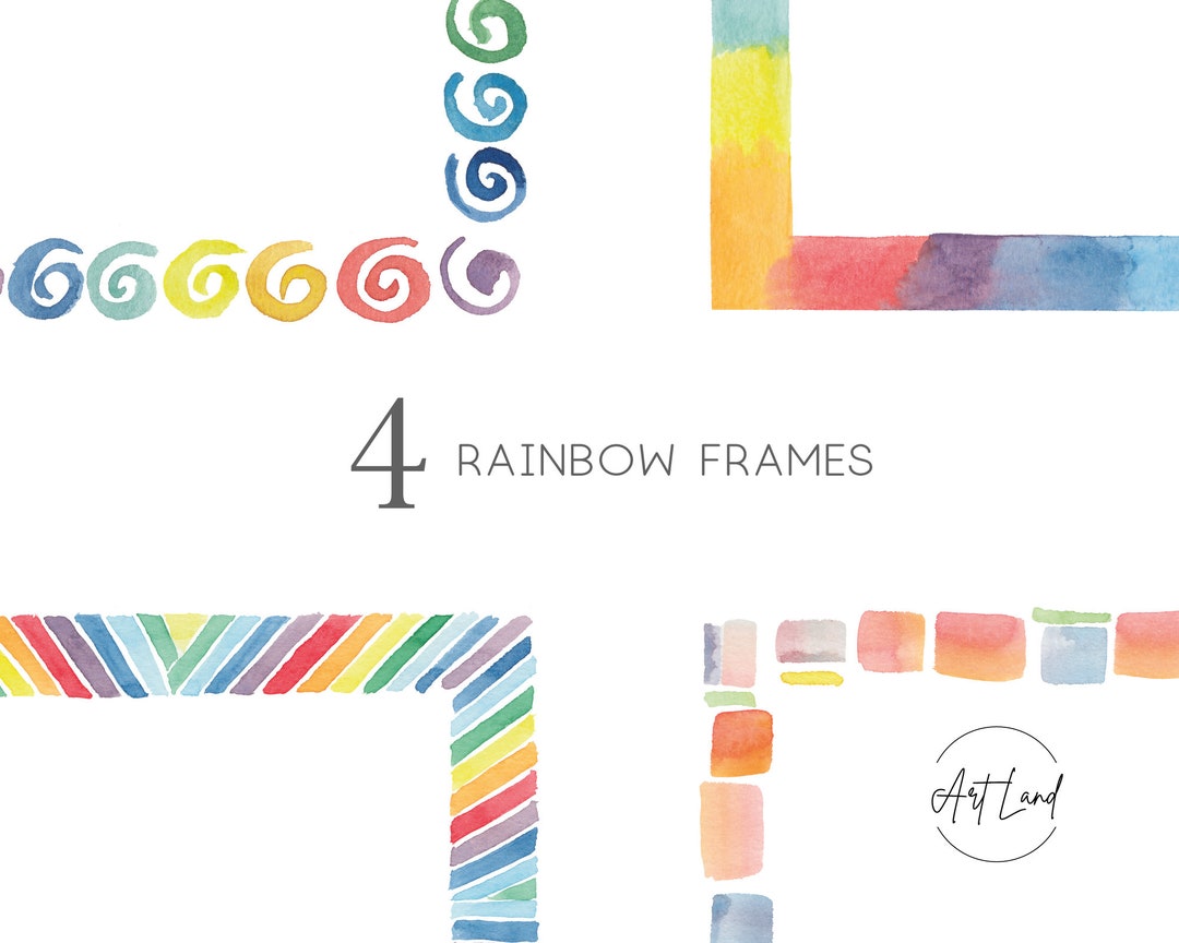 Watercolor Rainbow Frames, Watercolor Rainbow Frames, Rainbow Frame ...