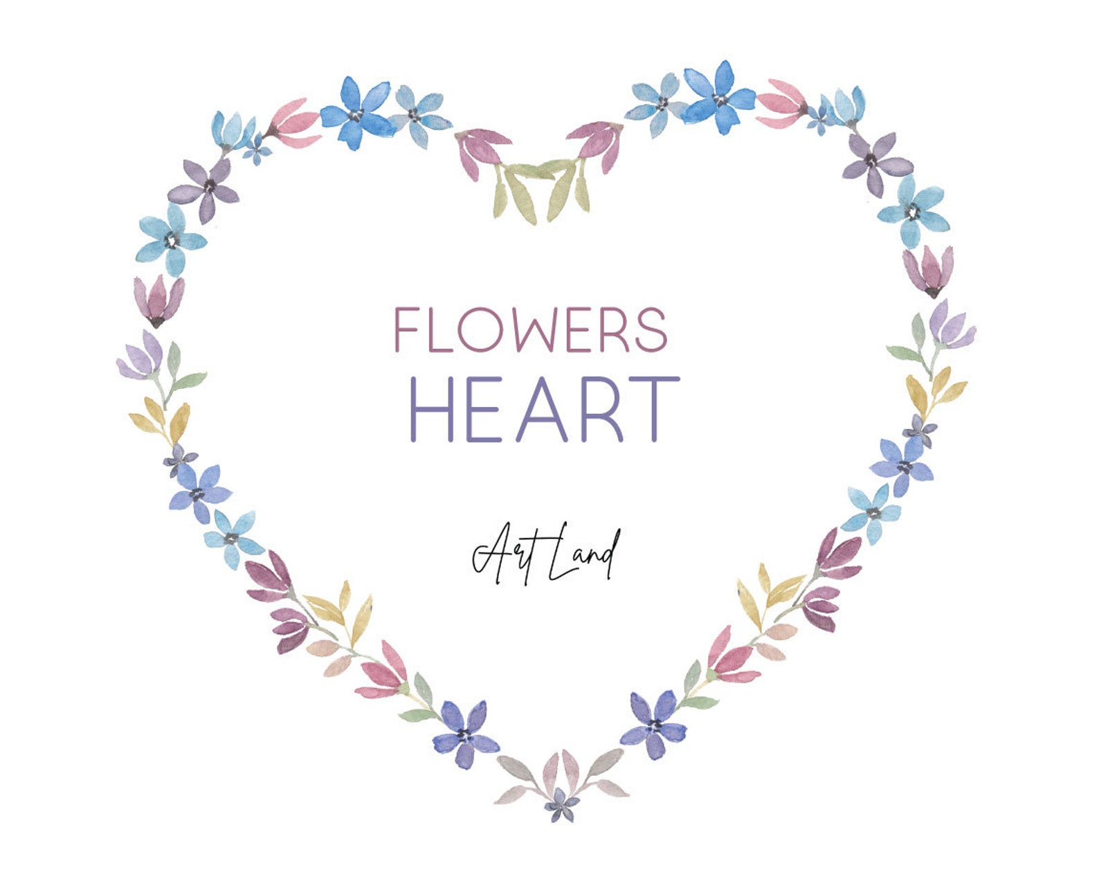 Mini Flowers Heart Frame Clip Art Floral Frame Floral Love - Etsy