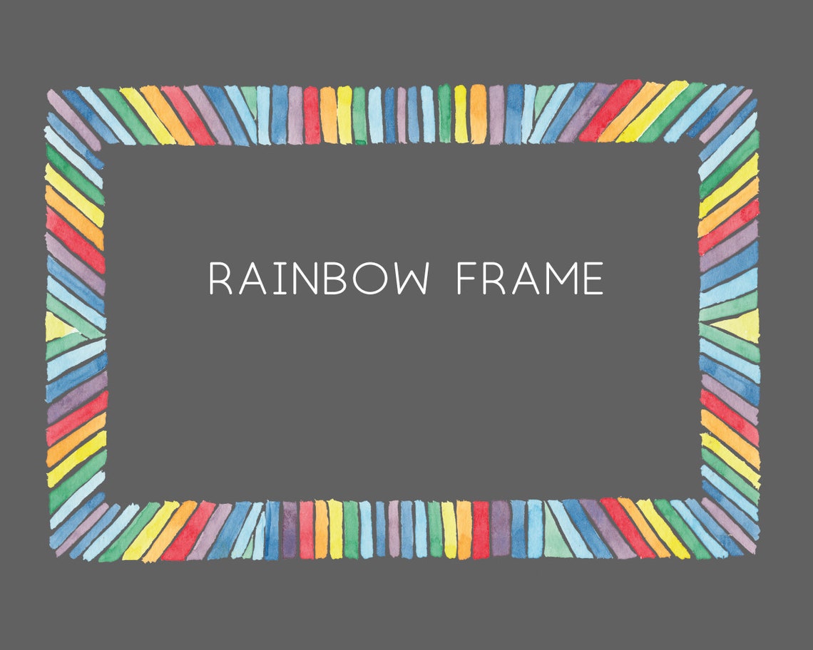 Watercolor Rainbow Frame Watercolor Rainbow Border Rainbow - Etsy