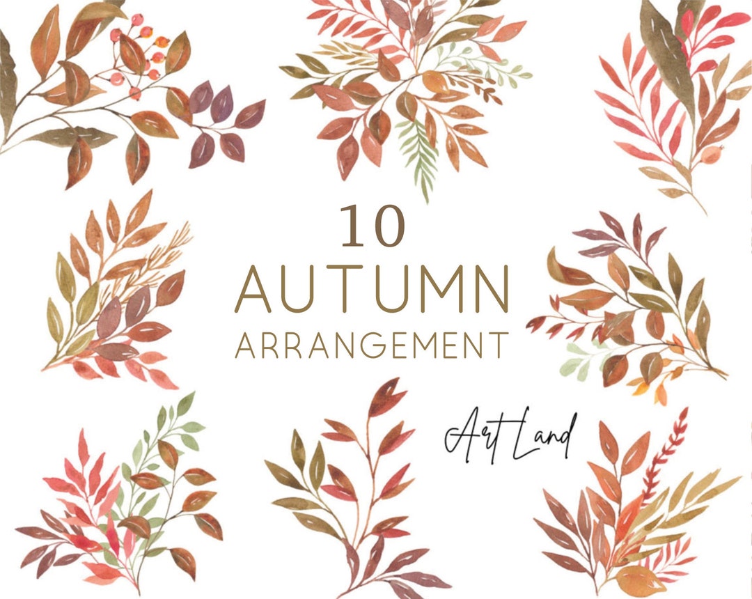 Watercolor Clipart Arrangement Fall Leaves, Falling Fall Foliage ...