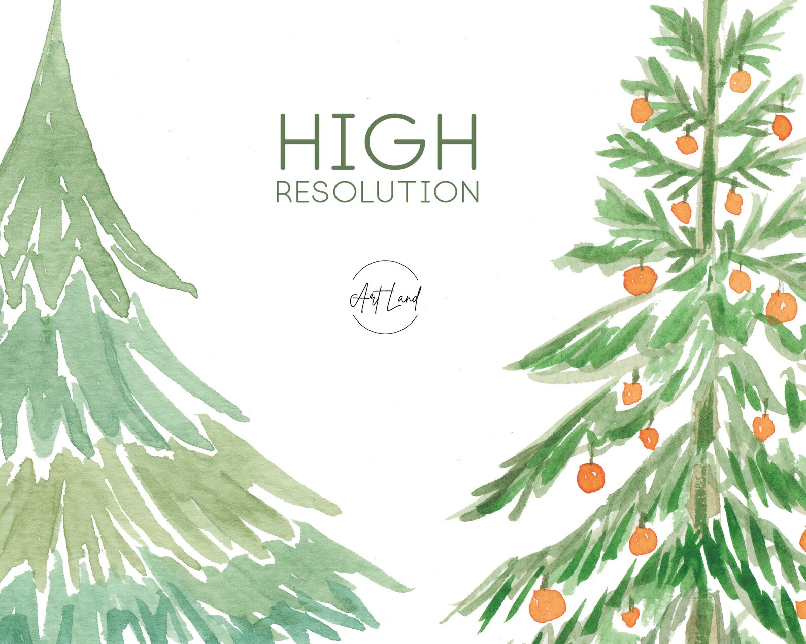 Watercolor Pine Tree Clipart Christmas Tree Clipart | Etsy