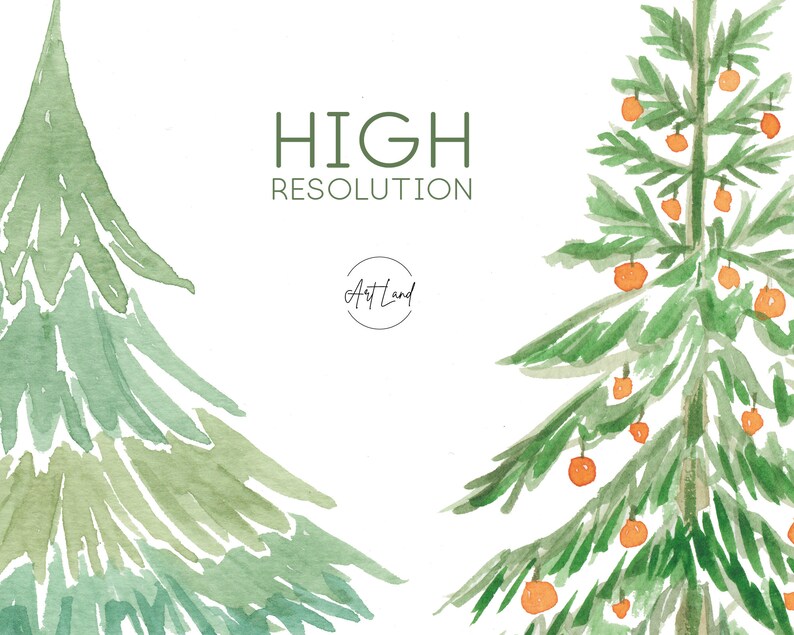 Watercolor Pine Tree Clipart Christmas Tree Clipart | Etsy