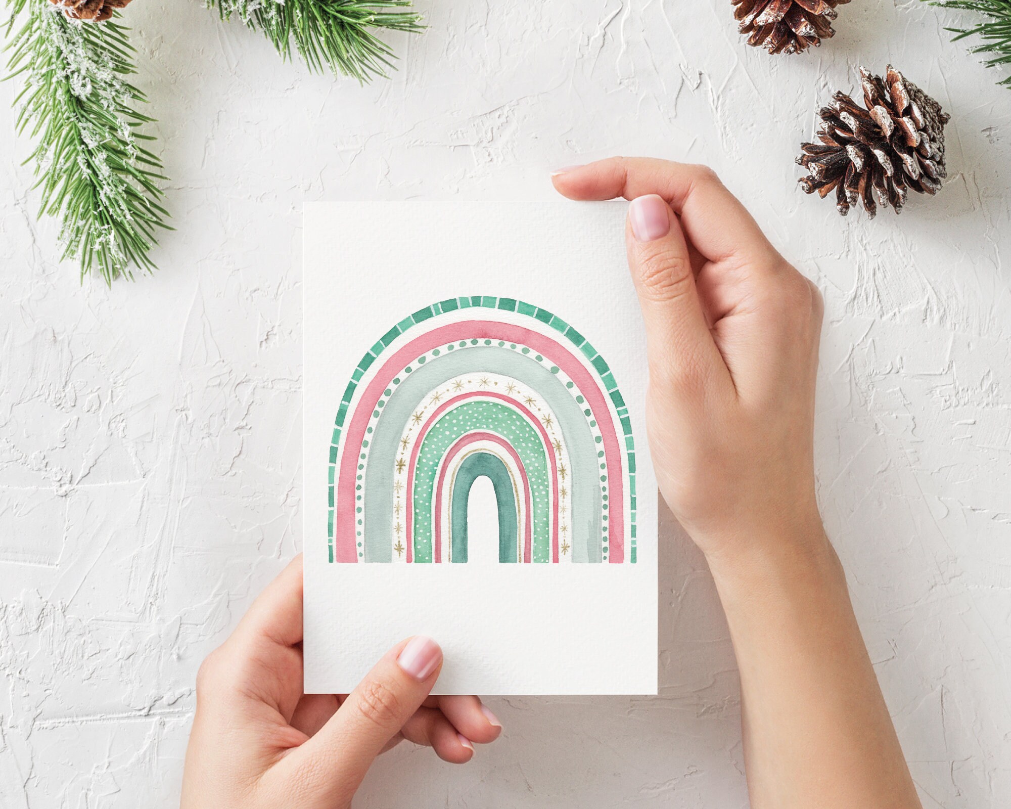 Christmas Rainbow Clip Art Hand Painted Festive Rainbow | Etsy