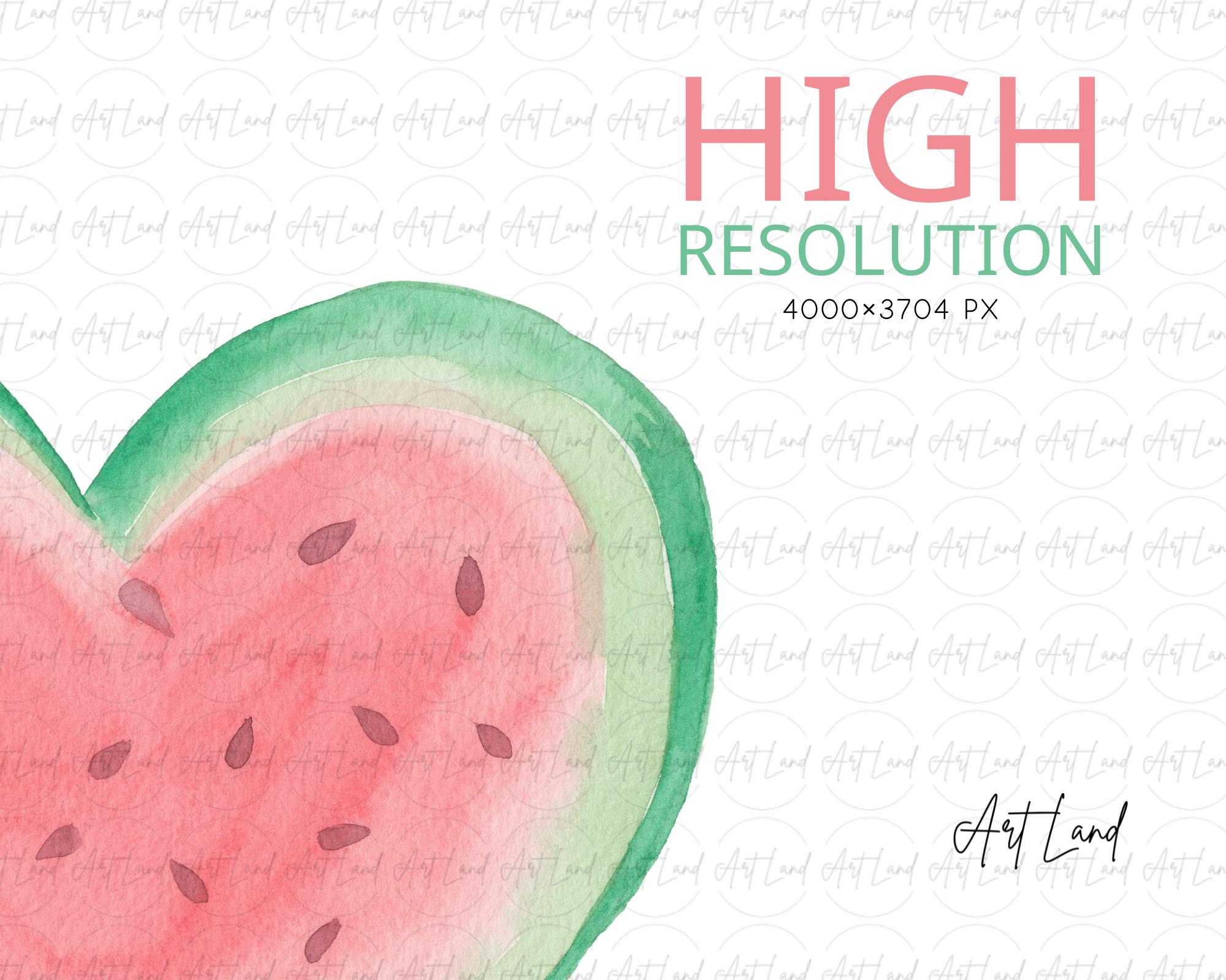 Watercolor Watermelon Heart Clipart: Hand-painted Summer Fruit (PNG ...