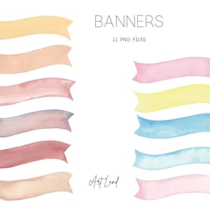 Watercolor Ribbon Banners Clipart, Watercolor Clip Art, Watercolour ...