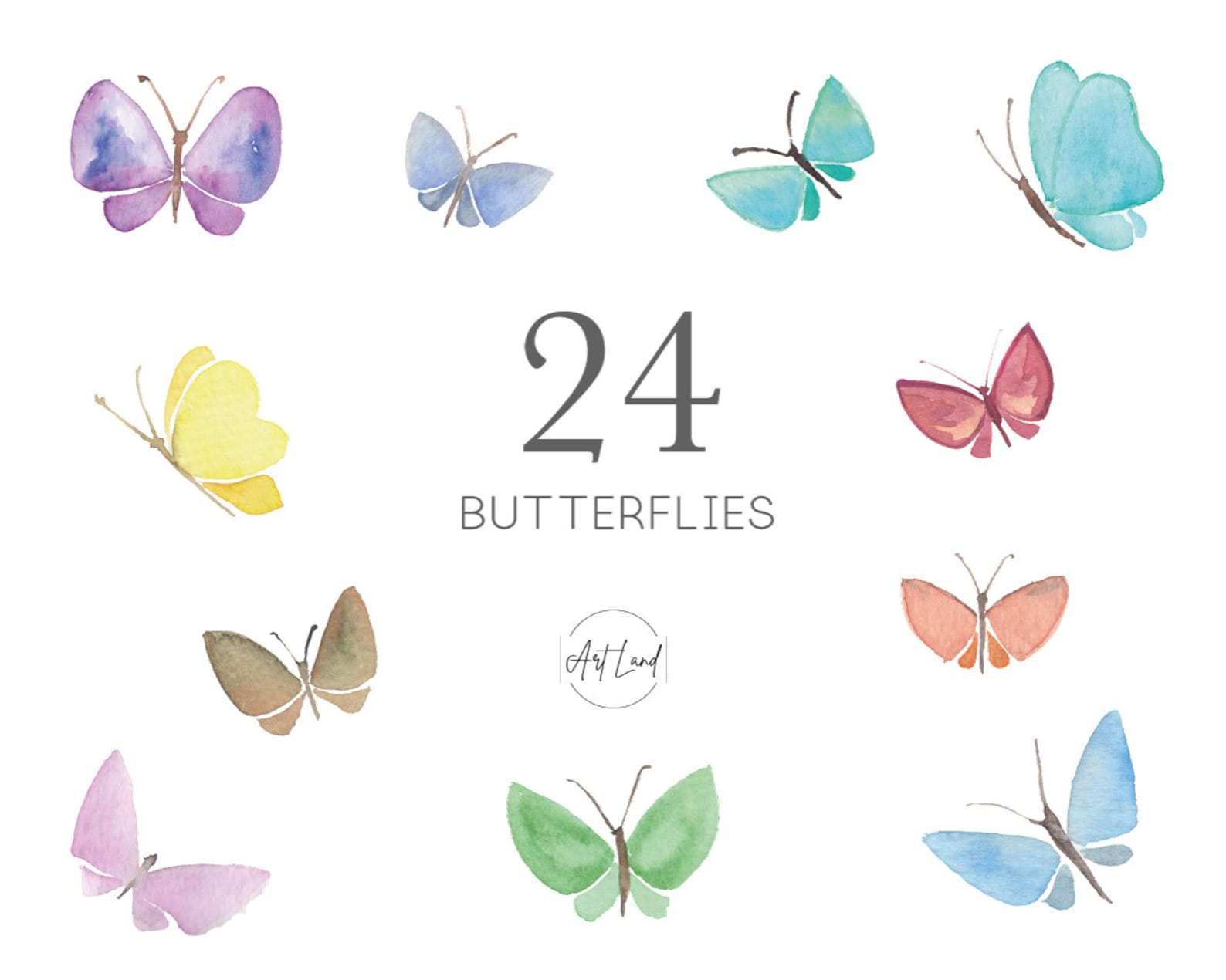Watercolor Butterflies Clip art Set Hand Painted Butterfly | Etsy